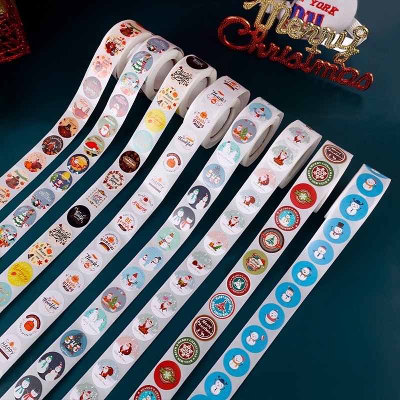 Cuộn 500 tem sticker Noel dán hộp bánh , túi quà | Shopee Việt Nam