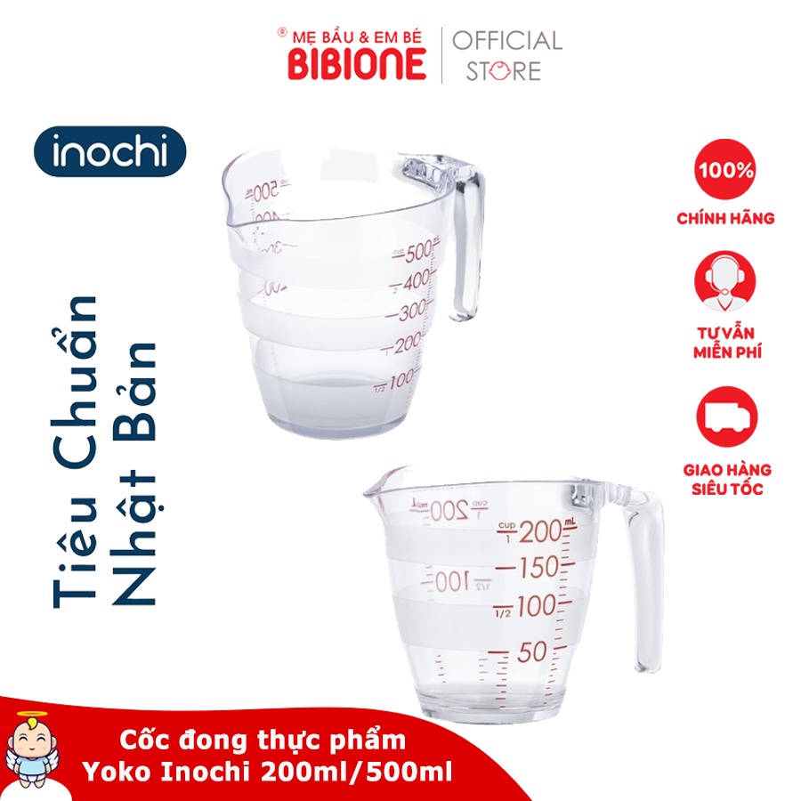 Cốc đong Inochi Yoko Nhật Bản 200ml - 500ml, ly có chia vạch | Shopee ...