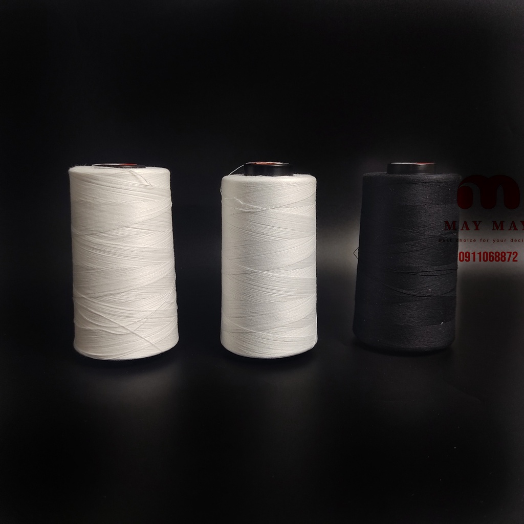 Chỉ may Coats loại tốt cuộn nguyên 5000m 3 màu trắng đen kem | Shopee ...