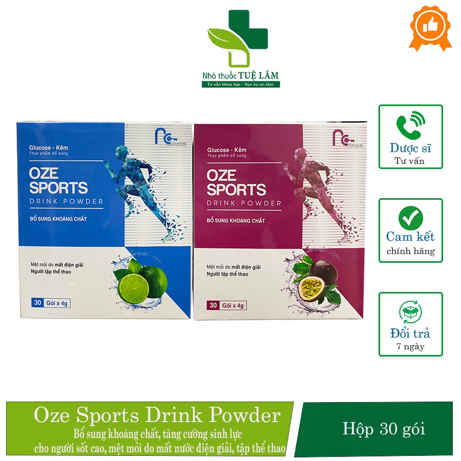 Bột pha nước bù điện giải Oze sports hộp 30 gói giúp bổ sung khoáng ...