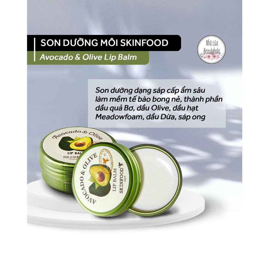 Son dưỡng quả bơ SKINFOOD AVOCADO& OLIVE LIP BALM | Shopee Việt Nam