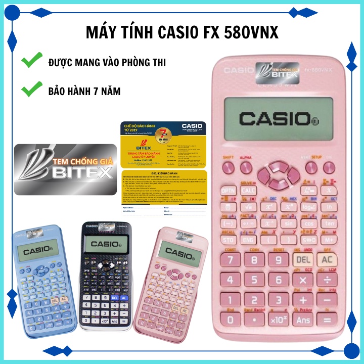 Máy tính Casio FX 580VNX được mang vào phòng thi , bảo hành chính hãng ...