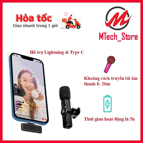 Micro mini không dây livestream,thu âm ,quay phim, lọc tiếng ồn .MIC ...