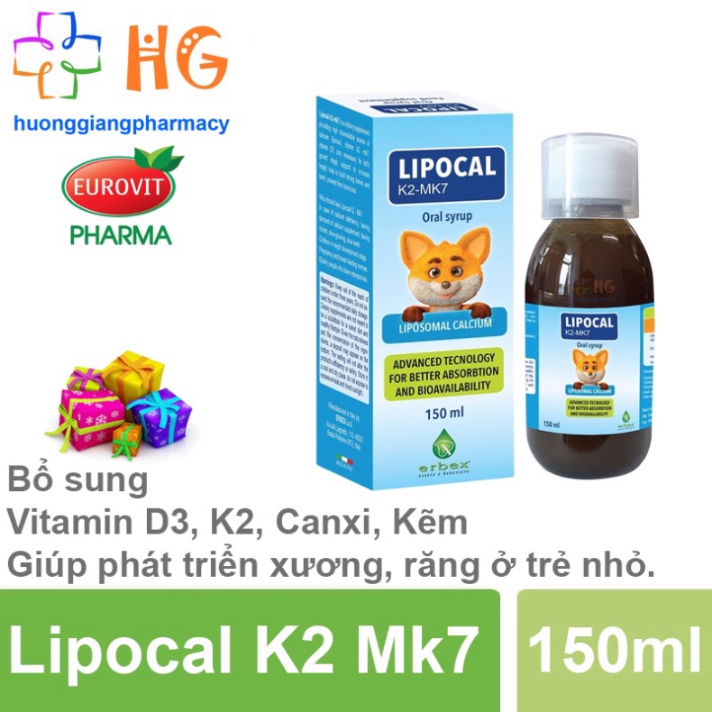 Lipocal K2 MK7 bổ sung D3 Canxi Kẽm cho bé giúp tăng chiều cao xương ...