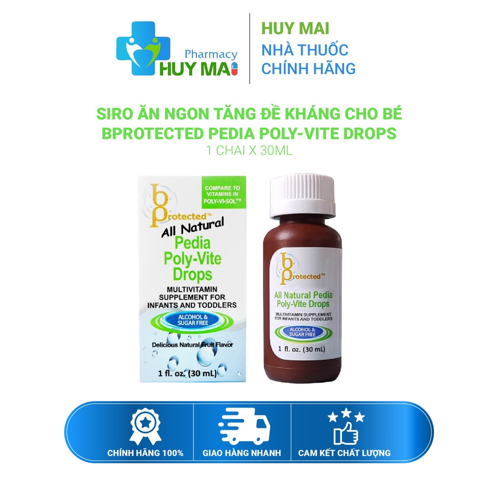 Siro ăn ngon tăng đề kháng cho bé Bprotected Pedia Poly-Vite Drops Chai 30ml | Shopee Việt Nam