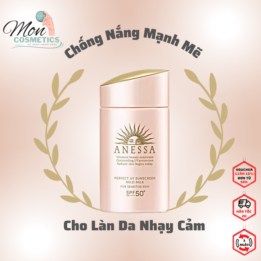 Kem Chống Nắng Anessa Perfect UV Sunscreen Mild Milk SPF50+/PA++++ Cho Da Nhạy Cảm 60ml | Shopee ...
