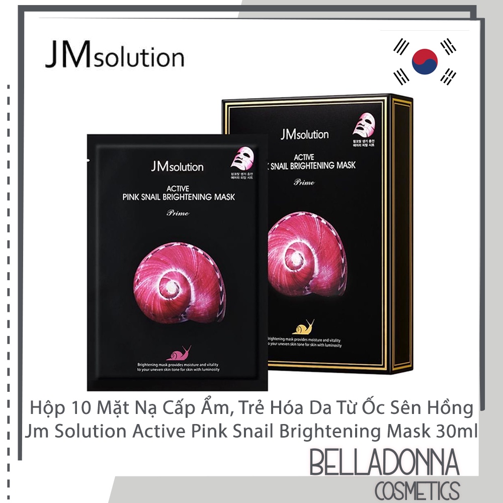 [CHÍNH HÃNG] Hộp 10 Mặt Nạ Cấp Ẩm, Giúp Trẻ Hóa Làn Da Từ Ốc Sên Jm Solution Active Pink Snail ...