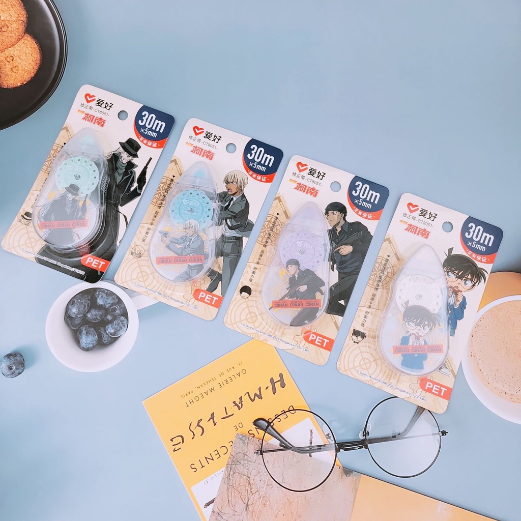 [Aihao] Bút xóa kéo cỡ lớn 30mx5mm Detective Conan 4 nhân vật (Được ...