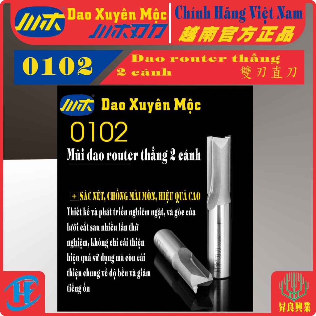 Mũi Dao Router Thẳng 2 Cánh 1/2" Chuôi Dao, Xuyên Mộc 0102- Hàng Chính ...