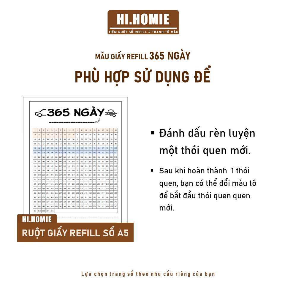 Mẫu 365 ngày trong năm tiết kiệm, học tập,... - Ruột sổ còng, giấy ...