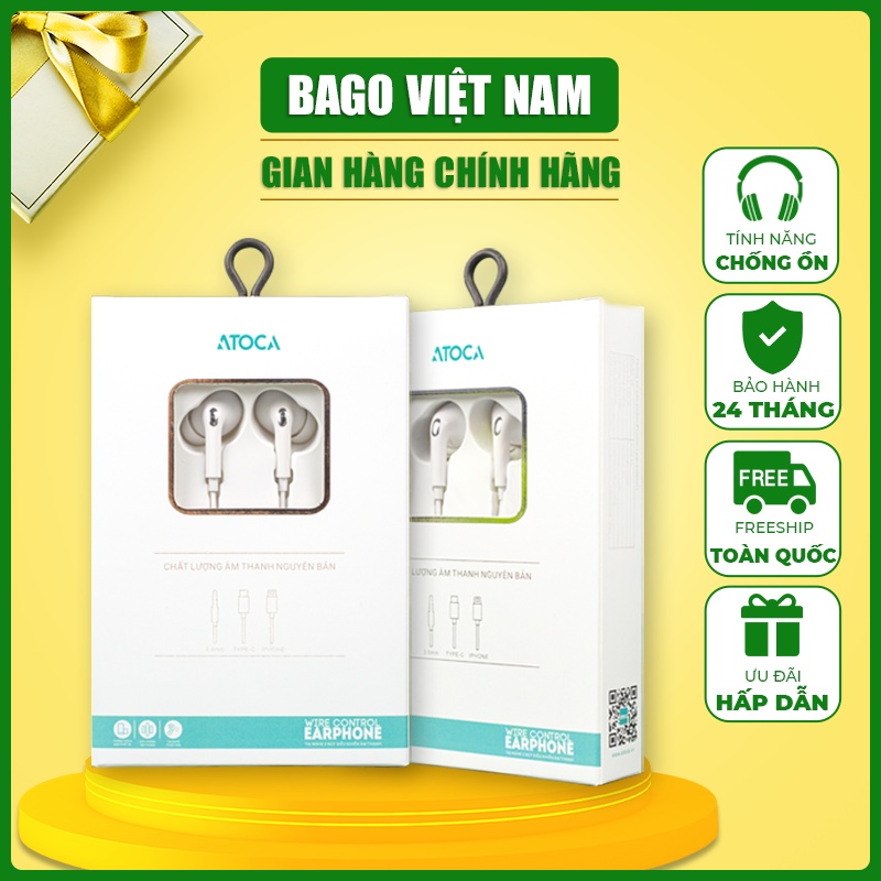 Tai nghe nhét tai ai phone ATOCA A9 có dây, nhét tai, jack cắm 3.5mm ...