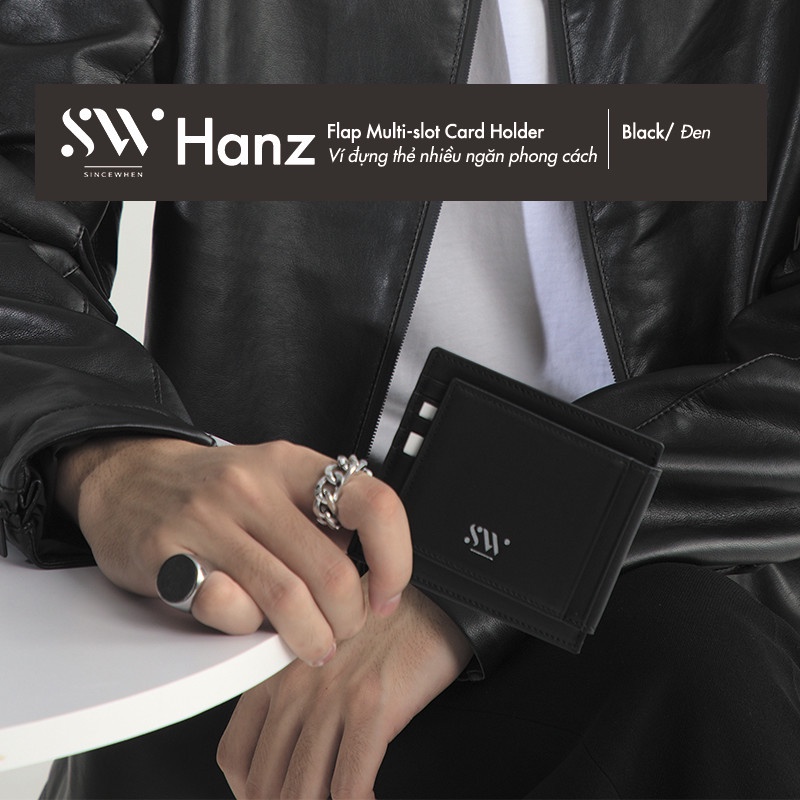 Ví đựng thẻ Sincewhen HANZ nhiều ngăn phong cách - Đen (Flap Multi-slot ...