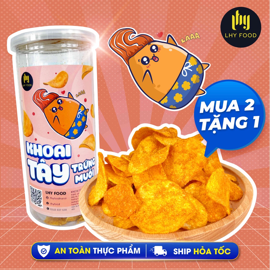Khoai tây chiên, snack khoai tây lắc phô mai, xóc mắm, sate 200g mix 5 ...