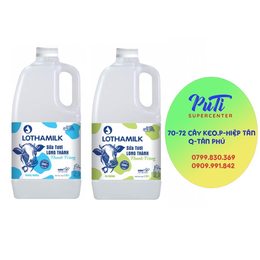 LOTHAMILK Sữa thanh trùng LONG THÀNH có đường/ không đường can 1760ml ...