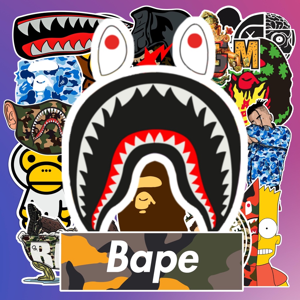 [Set 50 Cái] Sticker thương hiệu Bape,sticker Bape,decal,nhãn dán điện ...