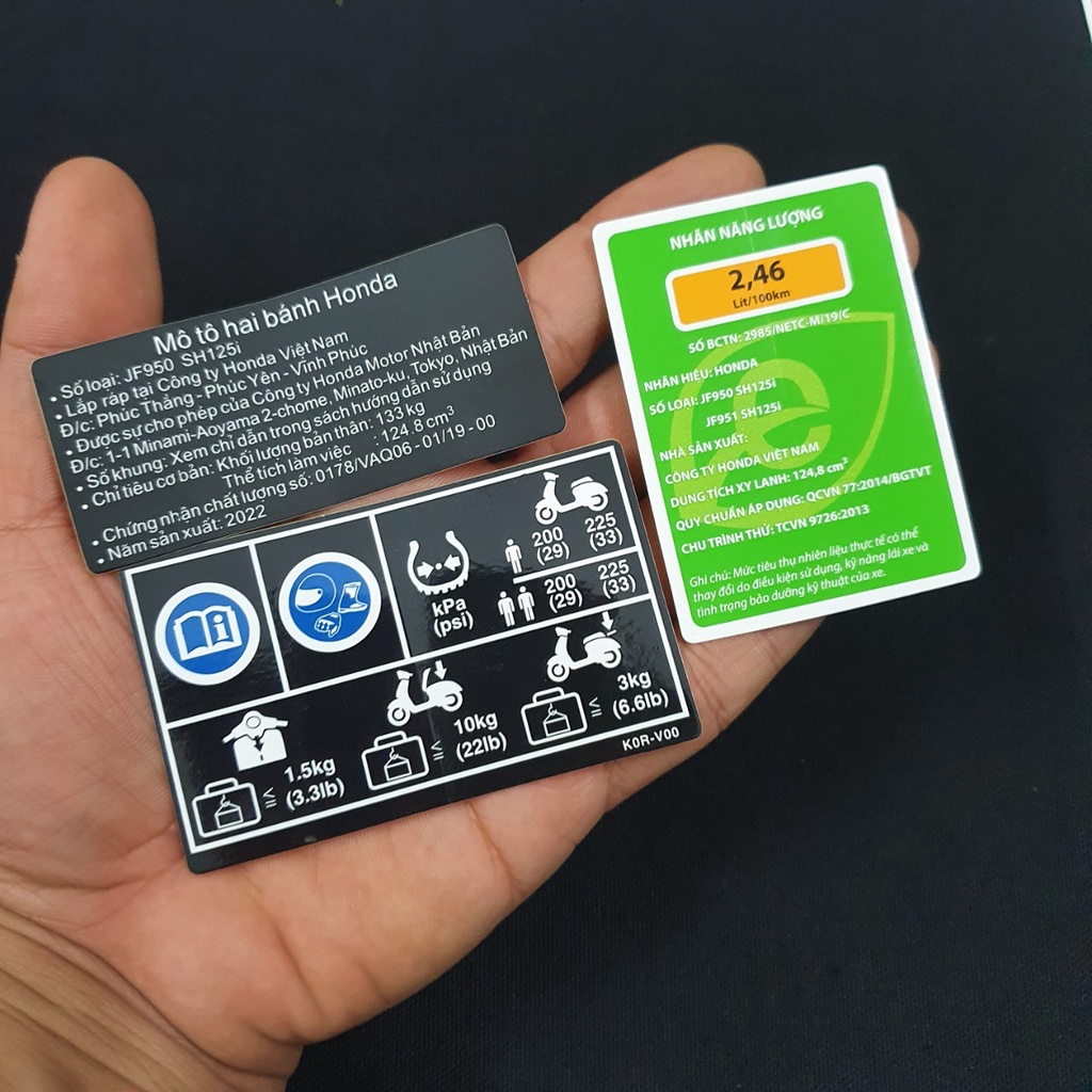 [TEM MINI] TEM THÔNG SỐ XE SH 125i CAO CẤP ZIN ĐẦY ĐỦ THÔNG SỐ (TRỌN BỘ ...