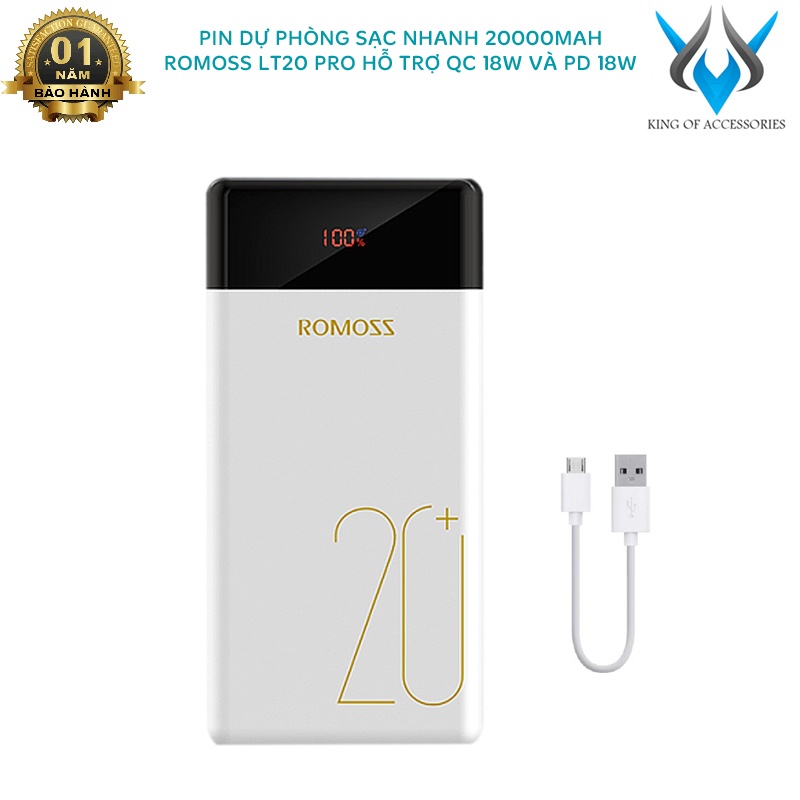 Pin dự phòng sạc nhanh Romoss LT20 Pro dung lượng 20000mAh - hỗ trợ QC ...