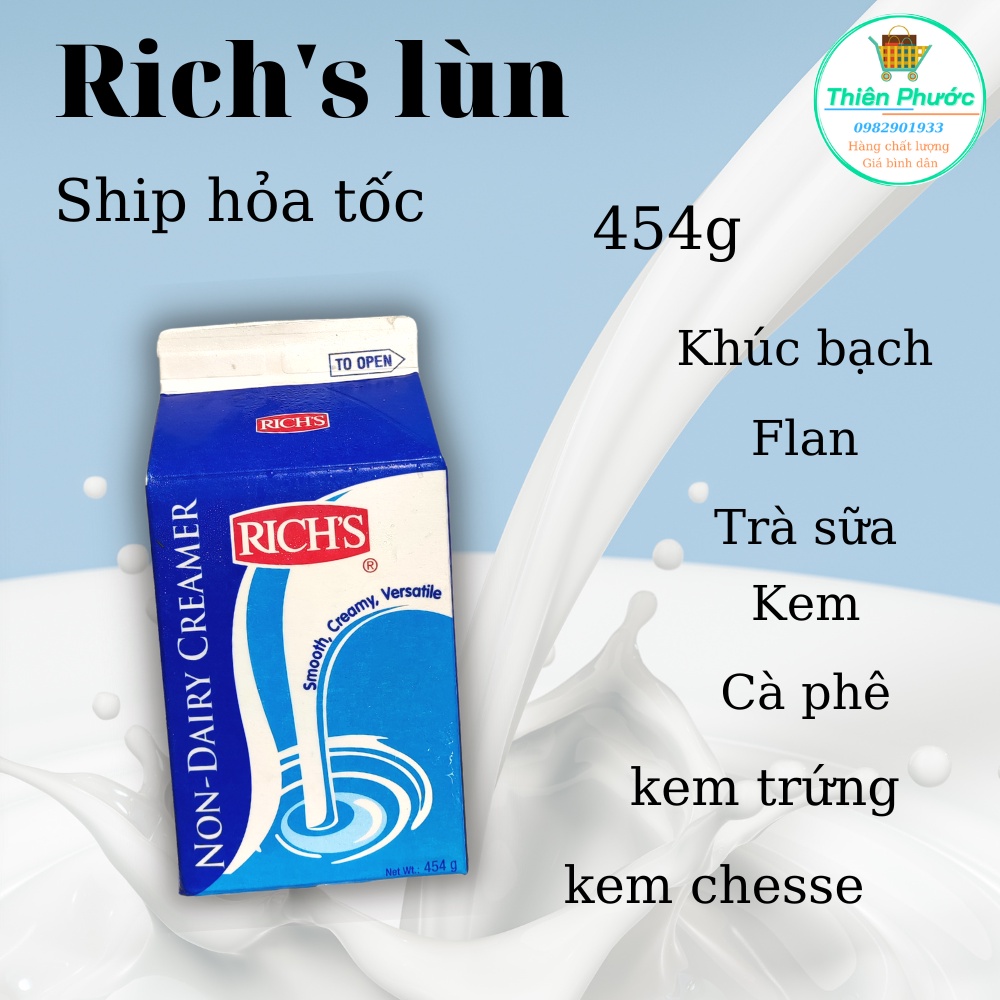 Kem Béo Thực Vật Rich Rich Lùn 454g Hàng Lạnh Date Mới Ship Hỏa Tốc Và Không đổi Trả
