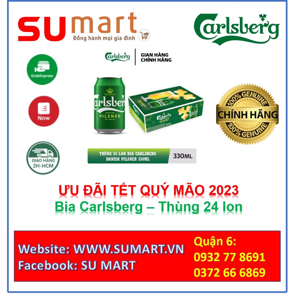 Thùng 24 lon bia Carlsberg Danish Pilsner 330ml | Shopee Việt Nam