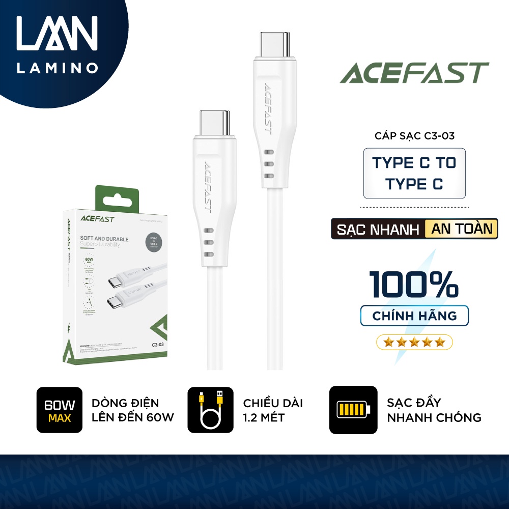 Cáp ACEFAST Type C to Type C (1.2m) - C3-03 | Shopee Việt Nam