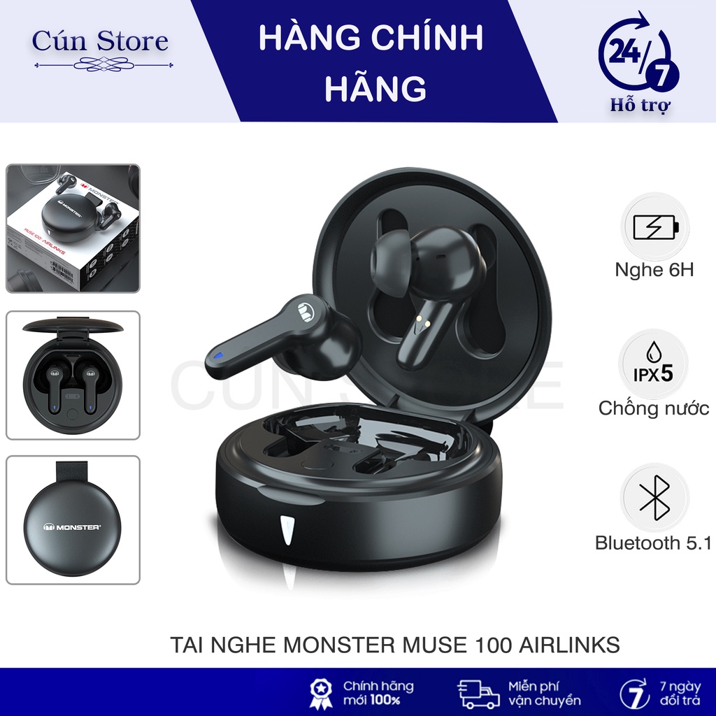 Tai nghe Bluetooth Monster Muse 100 AirLinks chính hãng | Bảo hành 6 ...