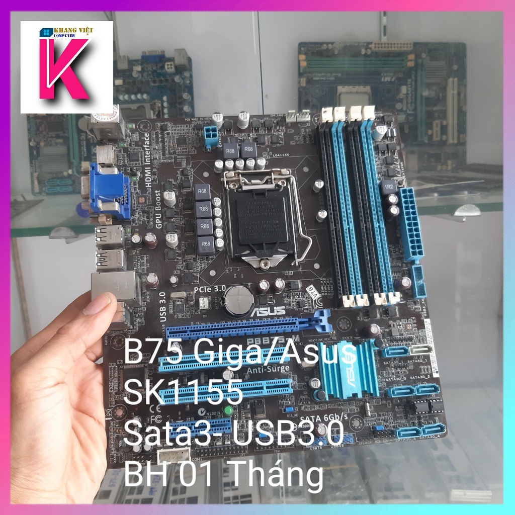 Main B75 Gigabyte/ Asus tháo máy chạy tốt giá rẻ SK 1155, tặng kèm keo ...