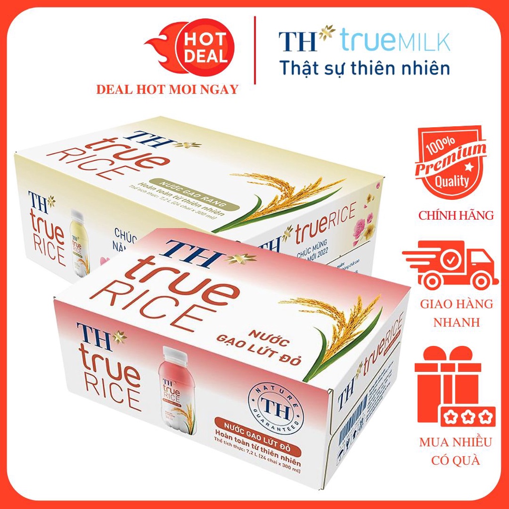 Thùng 12 Chai Nước Gạo Rang/Gạo Lứt Đỏ TH True Rice 300ml/Chai | Shopee Việt Nam