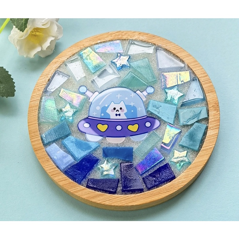 Bộ Kit Làm Đế Lót Ly Hình Tròn , Vuông Bằng Kính Mosaic DIY sáng tạo ...