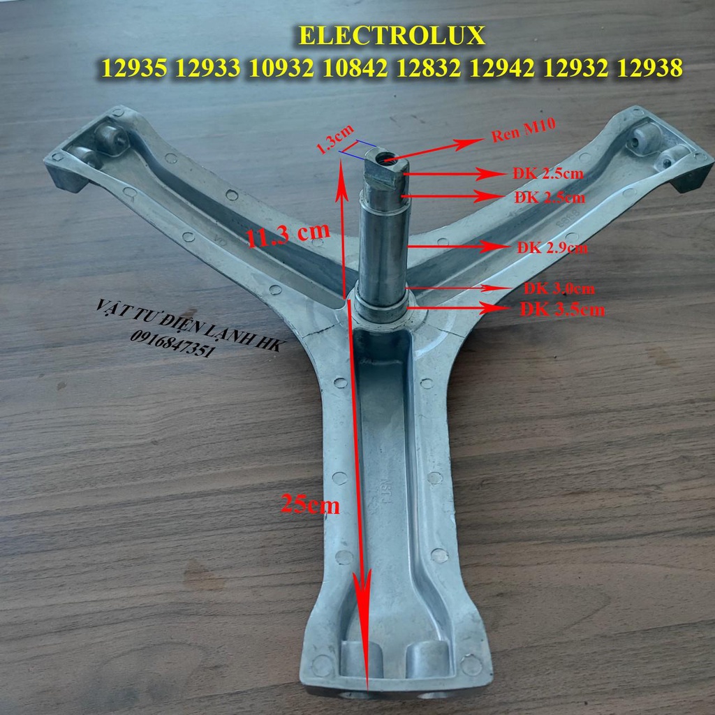 Trục càng ba chạc máy giặt ELECTROLUX EWF 12935S 12933 10932 12942 ...