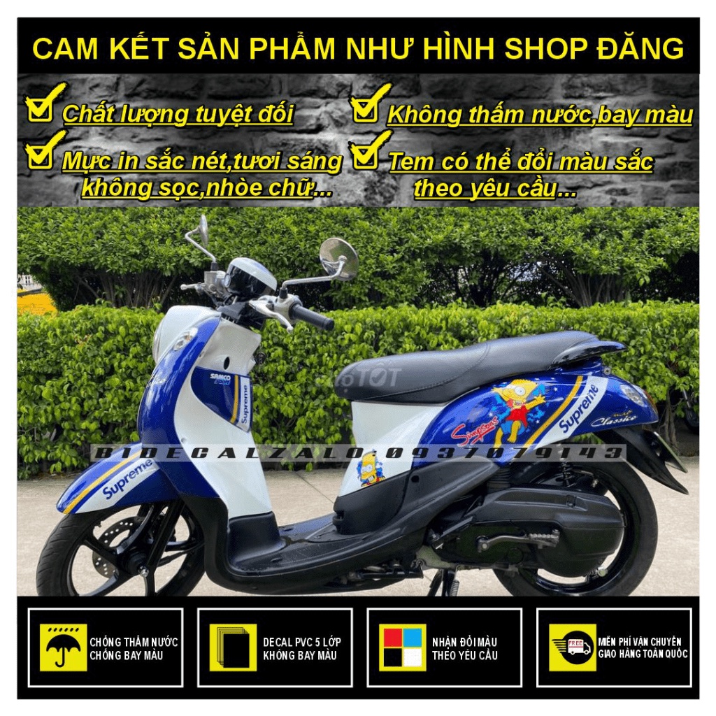 TEM RỜI DÁN XE MIO FINO CLASSICO MẪU SIMPSONS - KHẢ ANH | Shopee Việt Nam