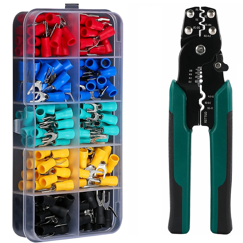 Hộp 250 Đầu Cos Chỉa Bọc Nhựa đầu Cos Chữ Y Cos Y đầy đủ Kích Thước Kìm Bấm Cos đa Năng