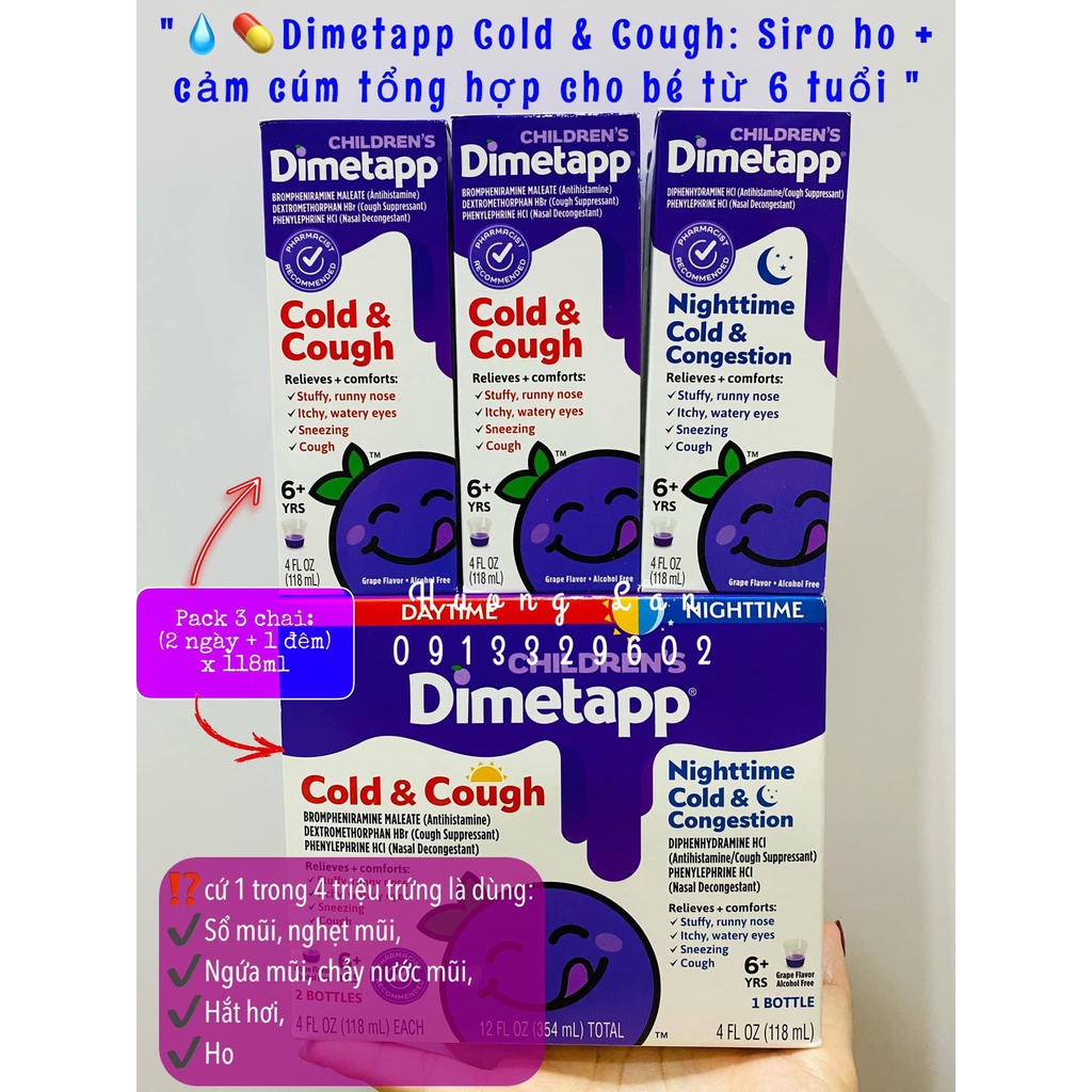 Hộp Đựng 3 Chai Siro Trái Cây Phòng Cảm_Cúm Cho Trẻ (Siro Dimetapp Cold ...