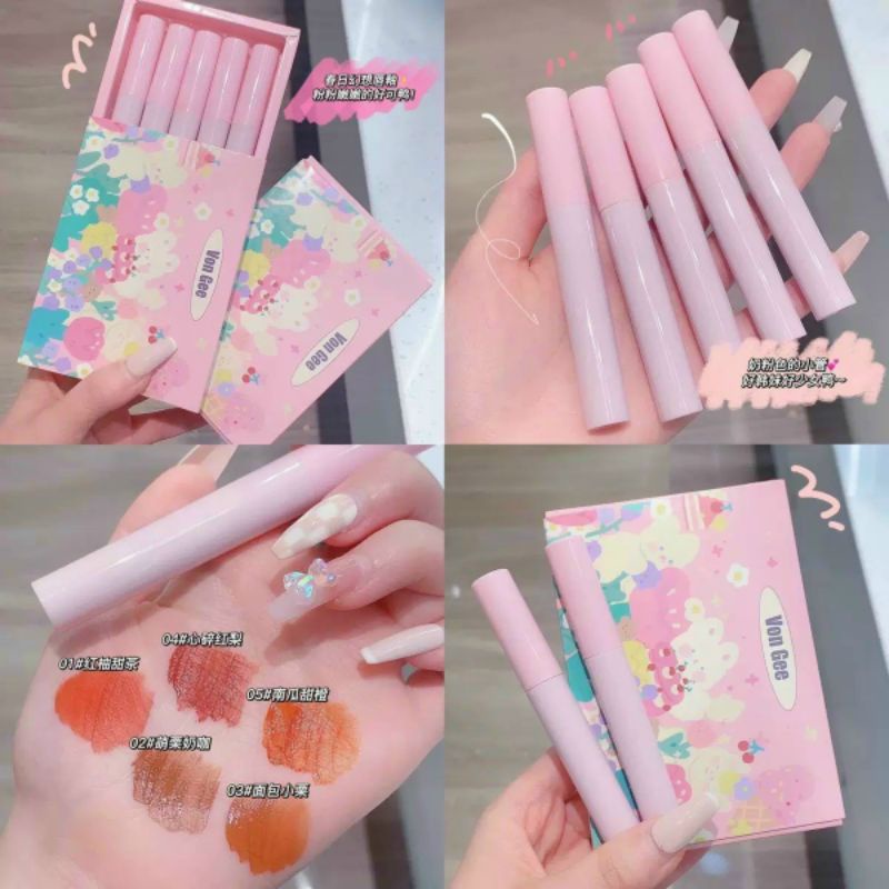 Set son kem lì 5 cây hình gấu muge lee set mini | Shopee Việt Nam