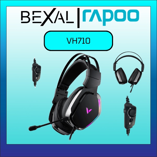 Tai nghe có dây gaming VH710 Rapoo siêu bền hiệu ứng âm thanh vòm RGB giảm tiếng ồn Bexal RP07 ...