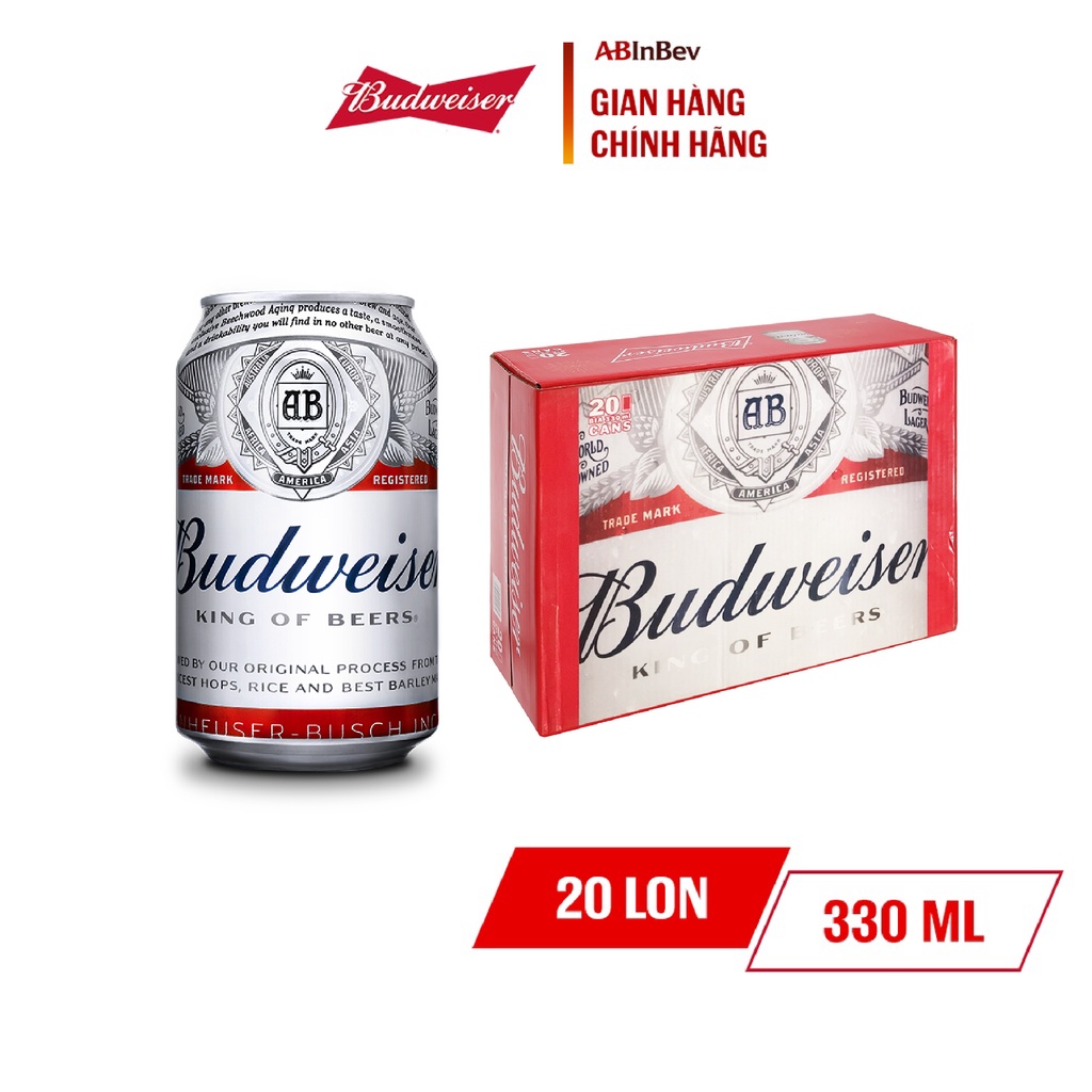 [GIAO NHANH 1H] Thùng 24 Lon Bia Budweiser Sleek Can Chính Hãng (330ml ...