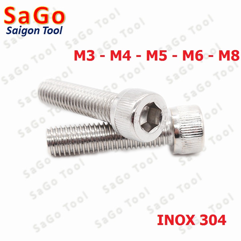 Bulong lục giác đầu trụ Inox 304 M3 M4 M5 M6 M8 M10, Ốc lục giác inox 304 đủ size loại tốt ...