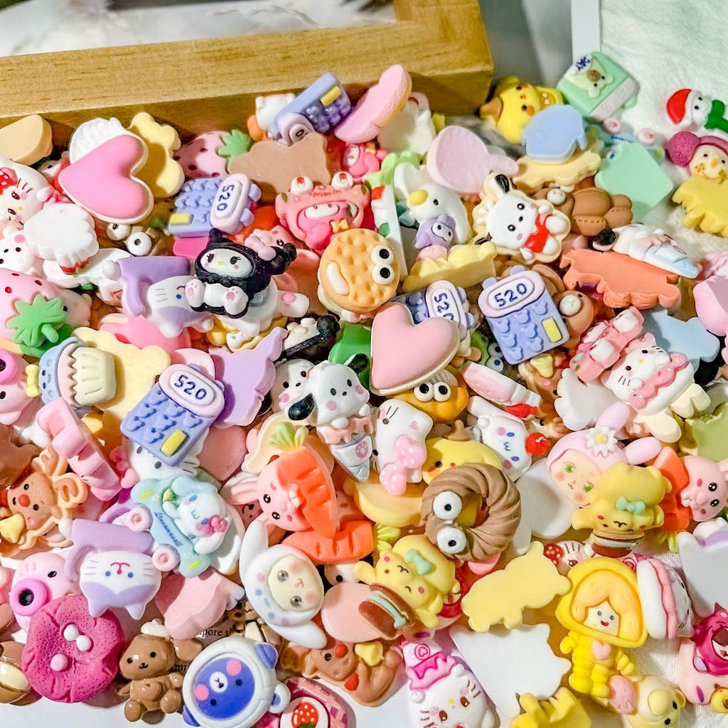 Charm slime, sticker 3D, charm bánh kẹo gắn ốp điện thoại, phụ kiện học ...