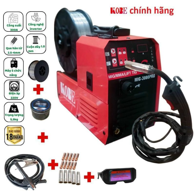 [CAO CẤP] Máy Hàn NHẬT Mig 5 Chức Năng MiNi KOBE MIG 3000 PRO CUỘN DÂY ...