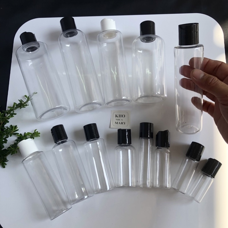 CHAI NHỰA Chiết Mĩ phẩm NẮP PRESS - Lọ nhựa trong suốt nắp nhấn nhỏ giọt 20ml / 30ml 50ml ...