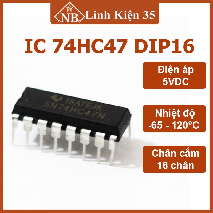 Ic logic 74HC47 hiệu mã BCD chân cắm DIP-16 (74HC47 BCD to 7-segment ...