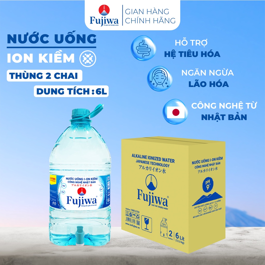 Nước uống ion kiềm Fujiwa 6L có vòi (2 bình/Thùng) | Shopee Việt Nam