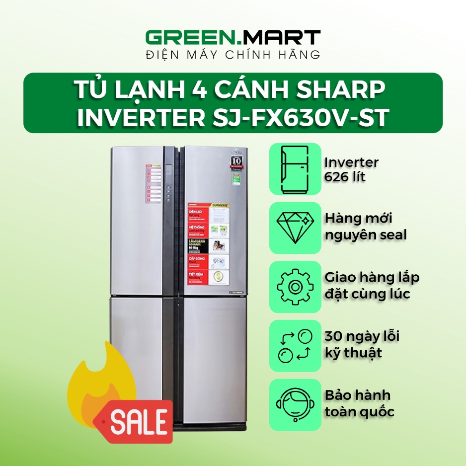 Tủ lạnh Sharp SJ-FX630V-ST 626L | Tủ lạnh Side by side 4 Cửa 626 lít Sharp FX630V công nghệ ...