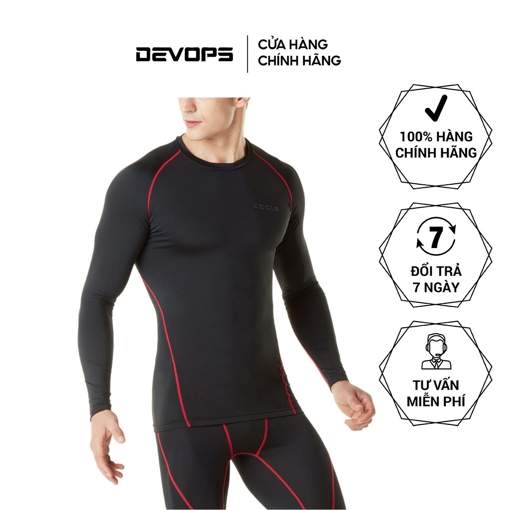 Áo giữ nhiệt nam DEVOPS dài tay cổ tròn form ôm body chất thun cao cấp ...