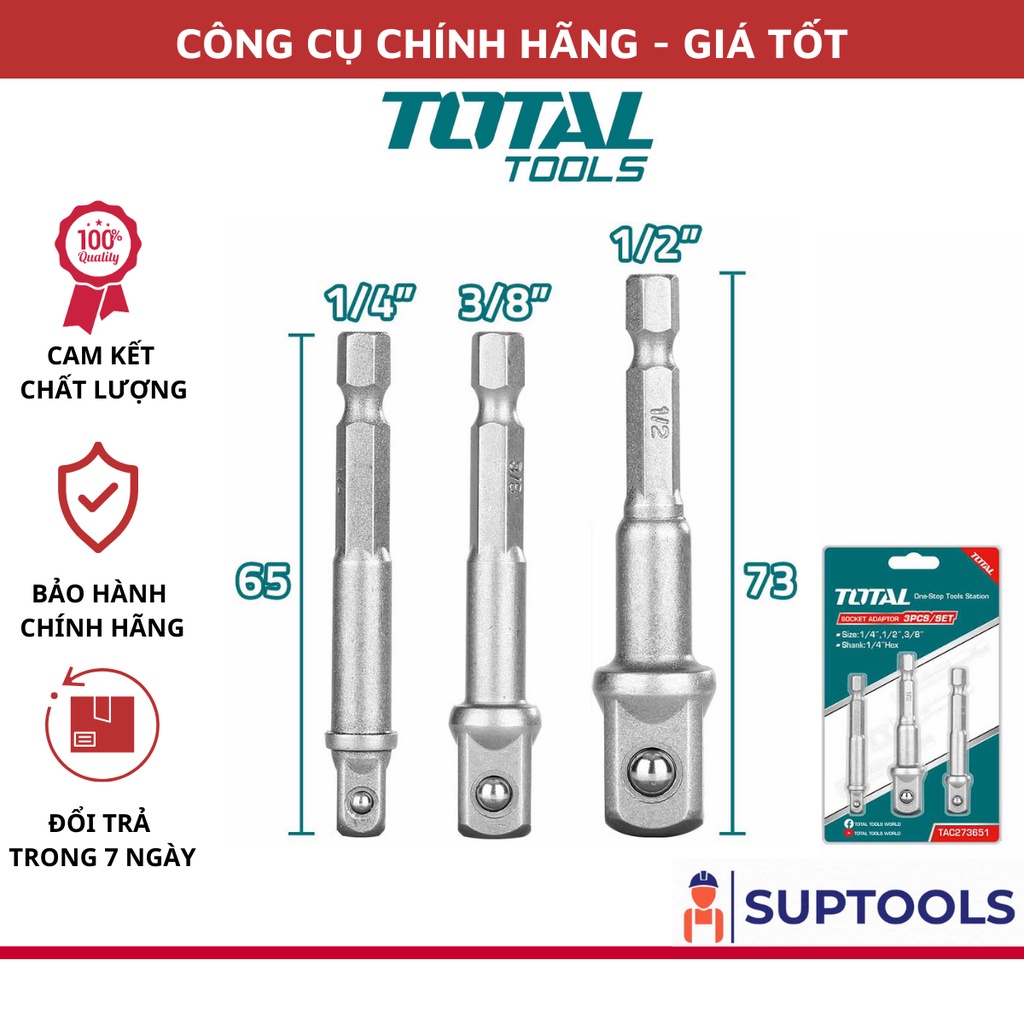Bộ 3 đầu chuyển vặn tuýp TOTAL TAC273651 (Đồ nghề Chính Hãng) | Shopee ...