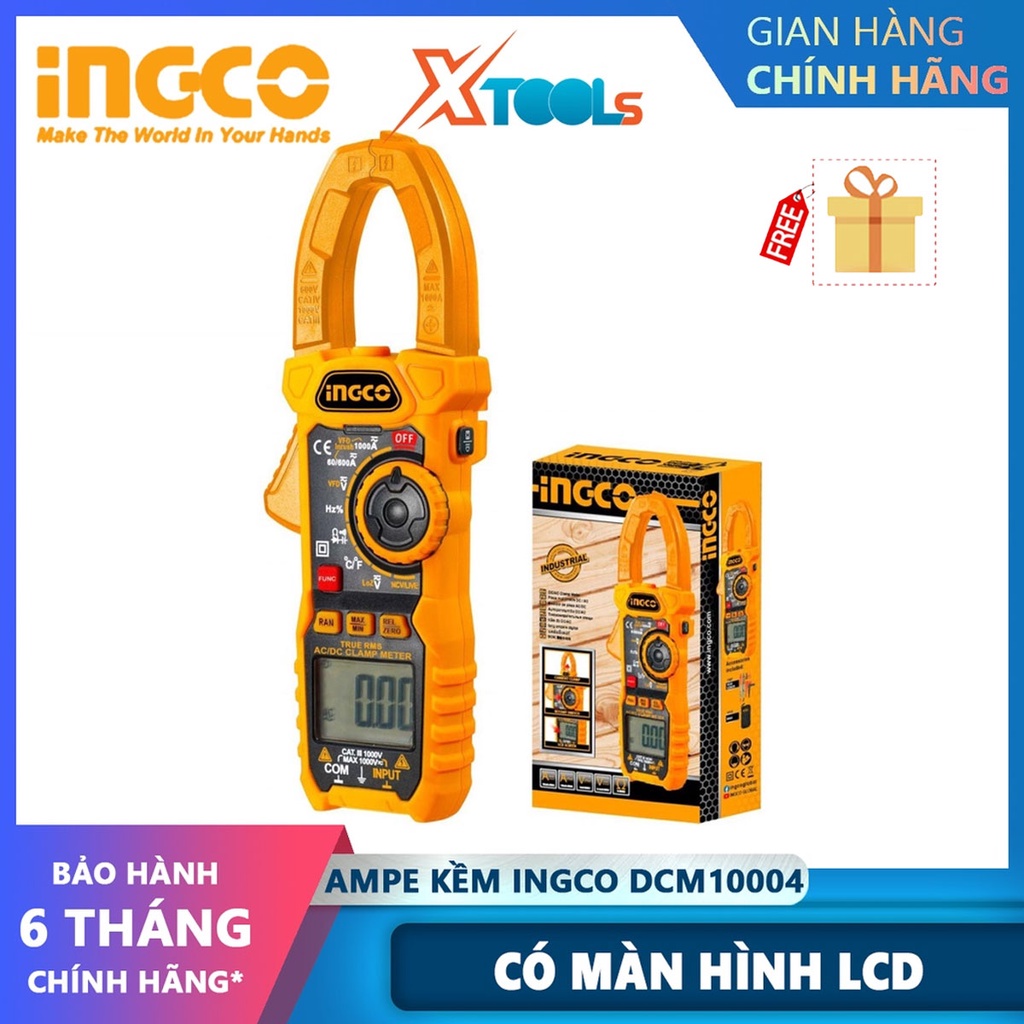 Đồng hồ kẹp AC/DC INGCO DCM10004 | ampe kìm Kỹ thuật số 6000 đếm, lưu ...