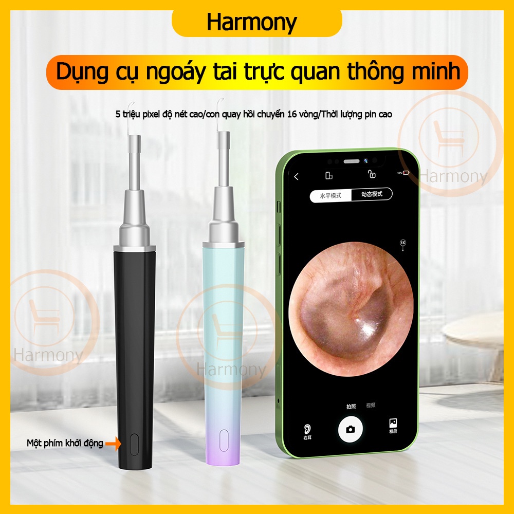Dụng cụ ngoáy tai trực quan thông minh, có đèn kèm camera mini siêu nét ...