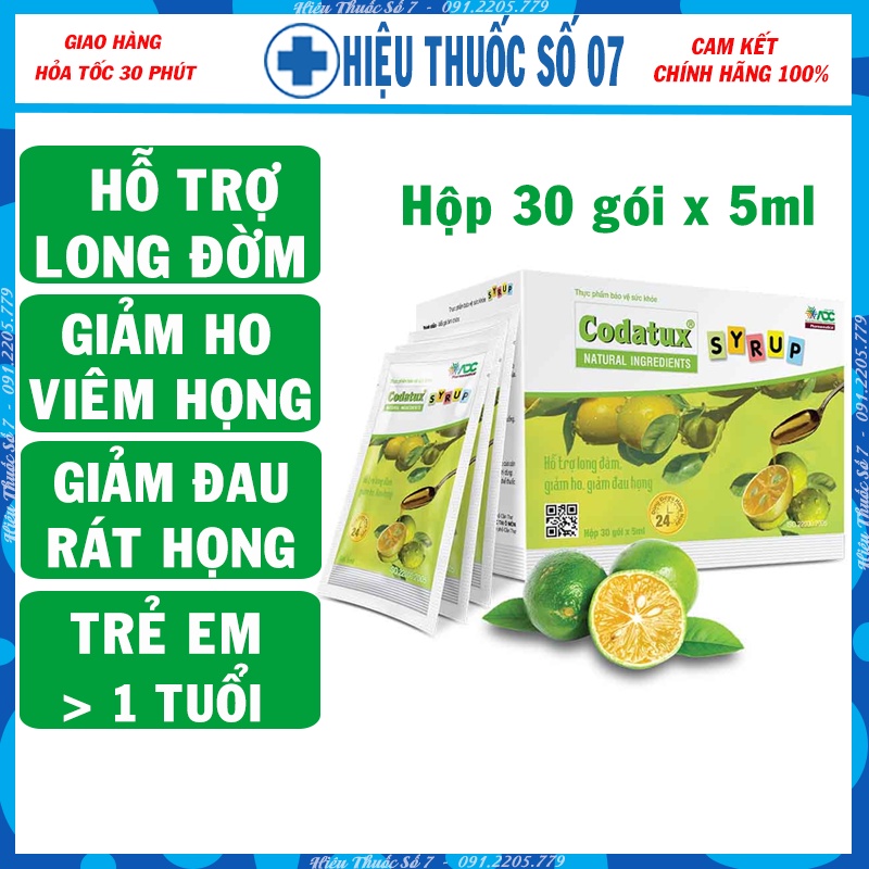 Siro ho cho bé Codatux Syrup hộp 30 gói, Hỗ trợ giảm ho, long đờm cho ...
