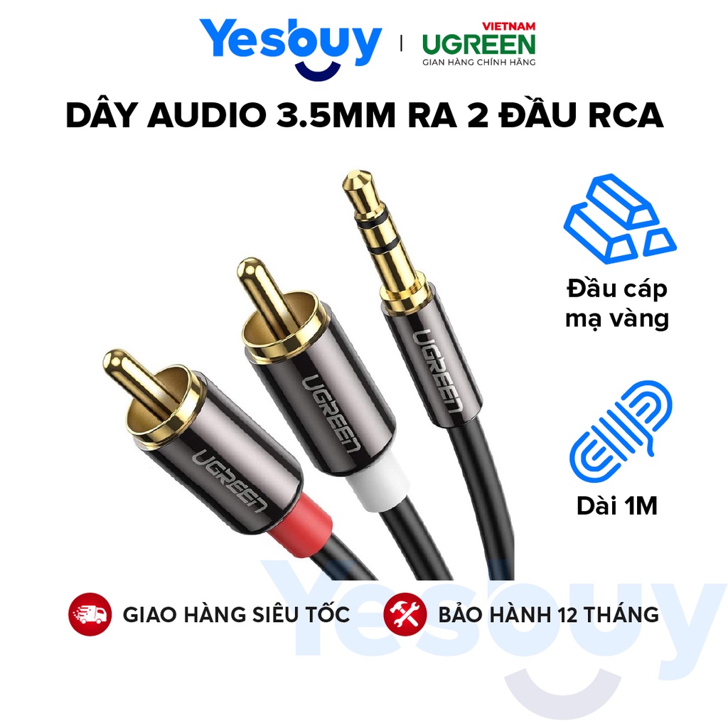 Dây Audio 3.5mm ra 2 đầu RCA Hoa sen UGREEN AV116 - Hàng Chính Hãng - Bảo Hành 18 Tháng | Shopee ...