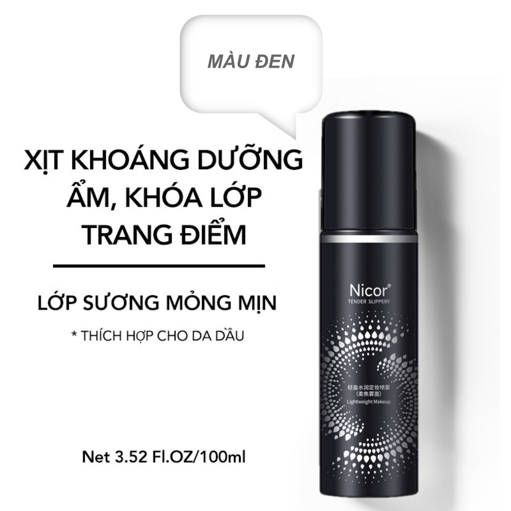 Xịt khóa trang điểm cố định lớp make up 12 giờ NICOR 100ml căng bóng ...