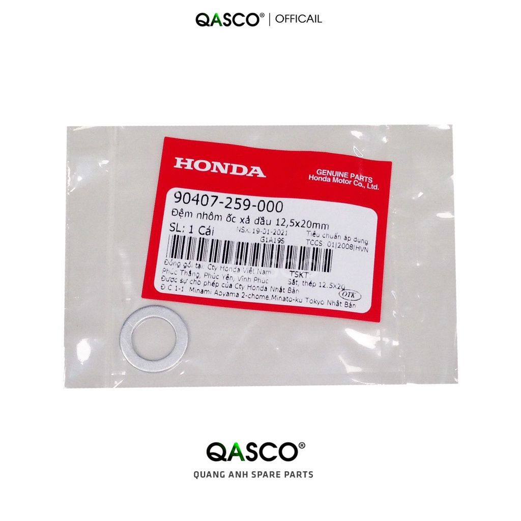 (90407259000)Đệm nhôm ốc xả dầu HONDA nhiều dòng xe số cỡ 12,5X20 (9B ...